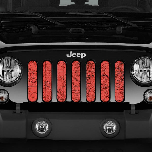 Moab Topography Map Canyon Lands Red Jeep Grille Insert – Jeep World