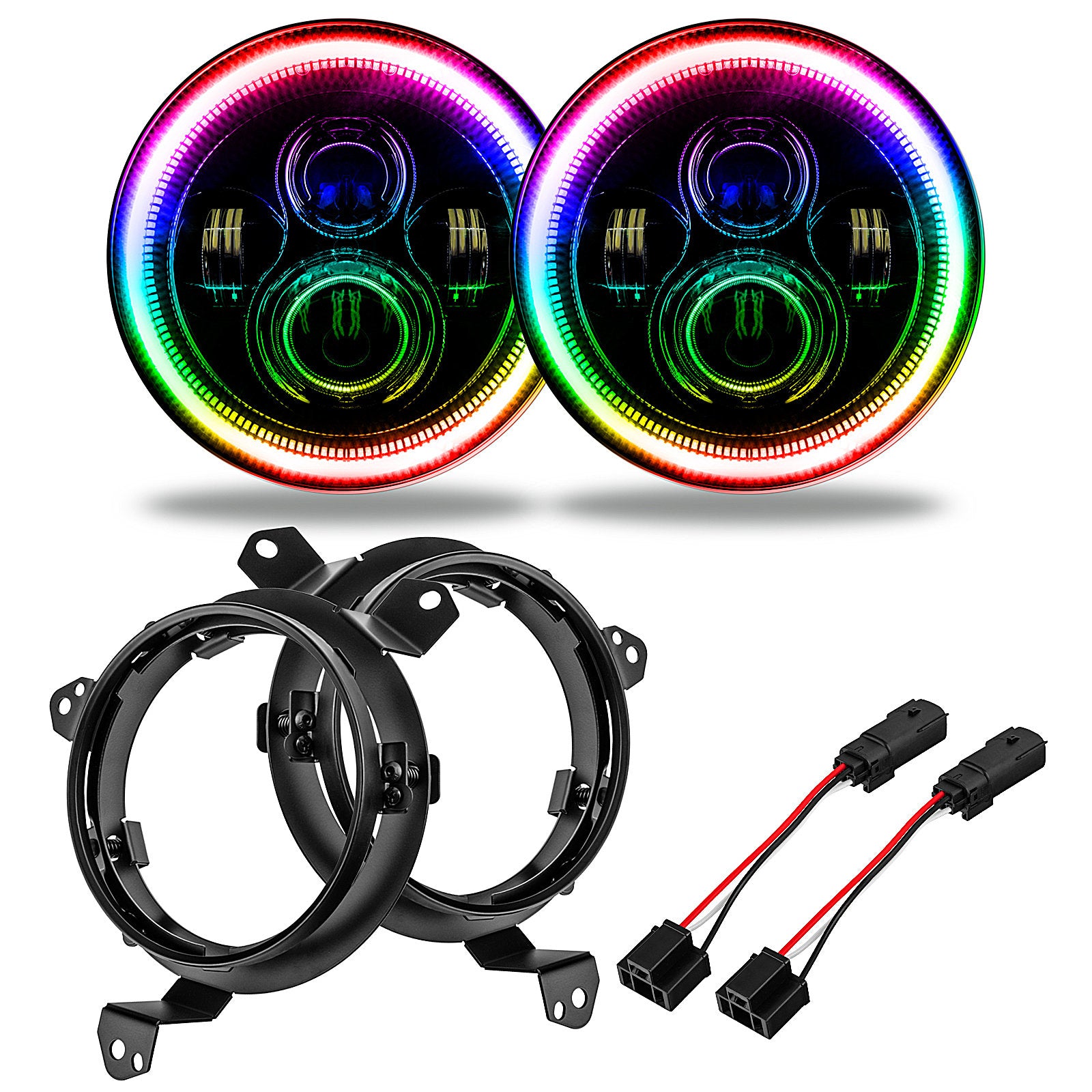 Oracle Lighting 7" High Powered Projector LED Headlight Pair with Colo ...